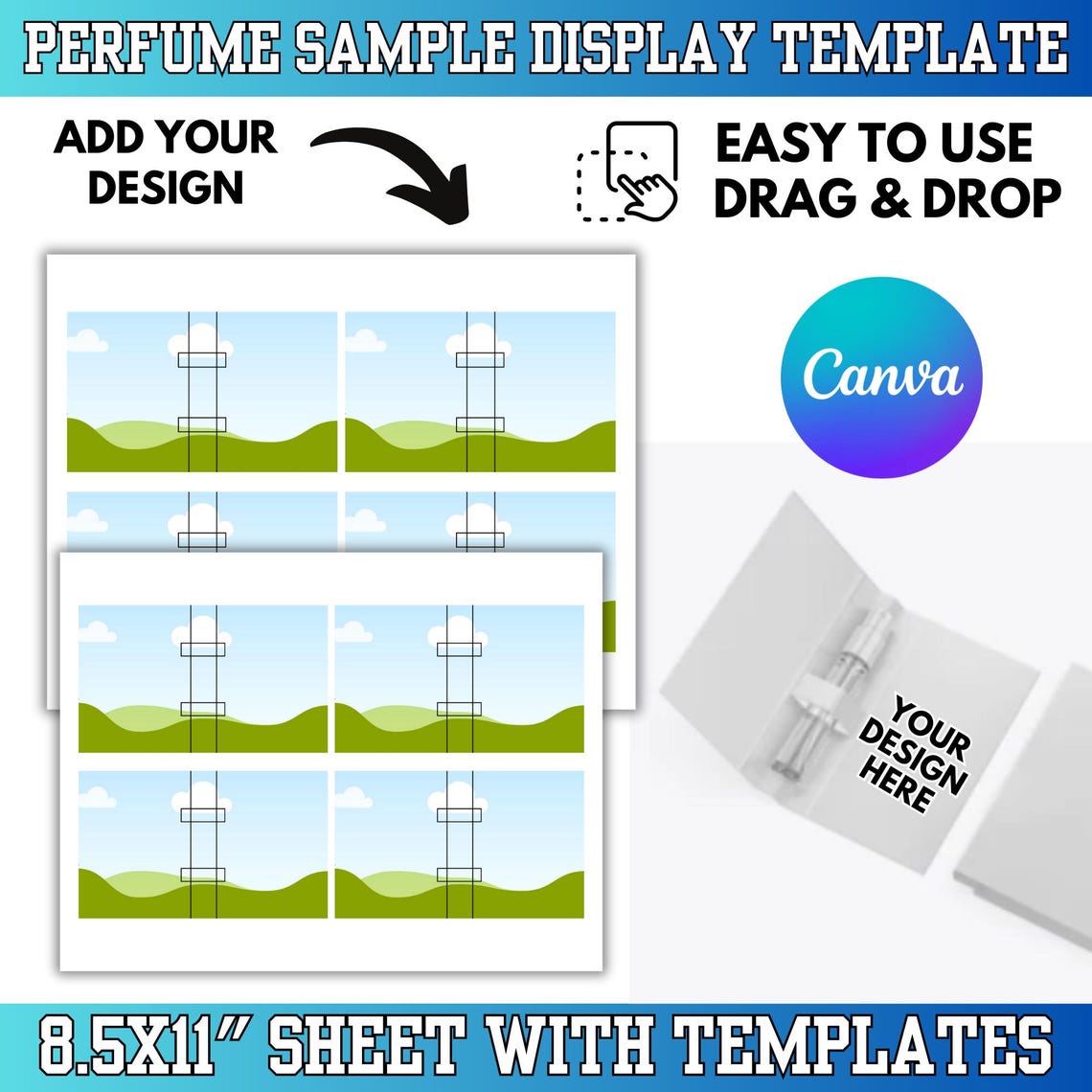 Perfume Display Card Template: Perfume Sample, Bottle Box, DIY Business ...