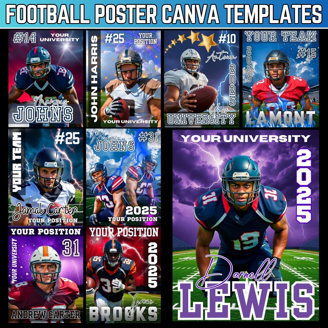 Football Poster Canva Template: Senior Sports Background & Digital ...
