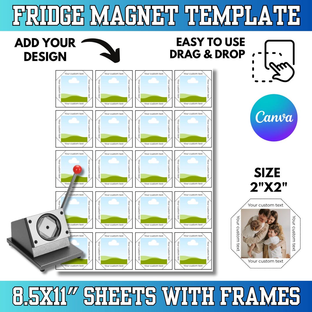 2x2 Square Fridge Magnet Editable Canva Template, Magnet Maker Template, Magnet Machine Template ...