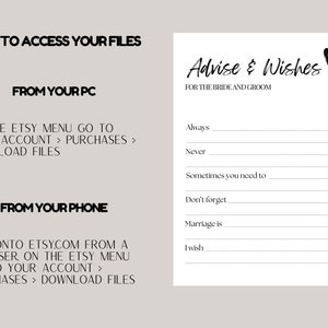 Advice for the Bride and Groom, Wedding Advice Cards, Bridal Shower ...
