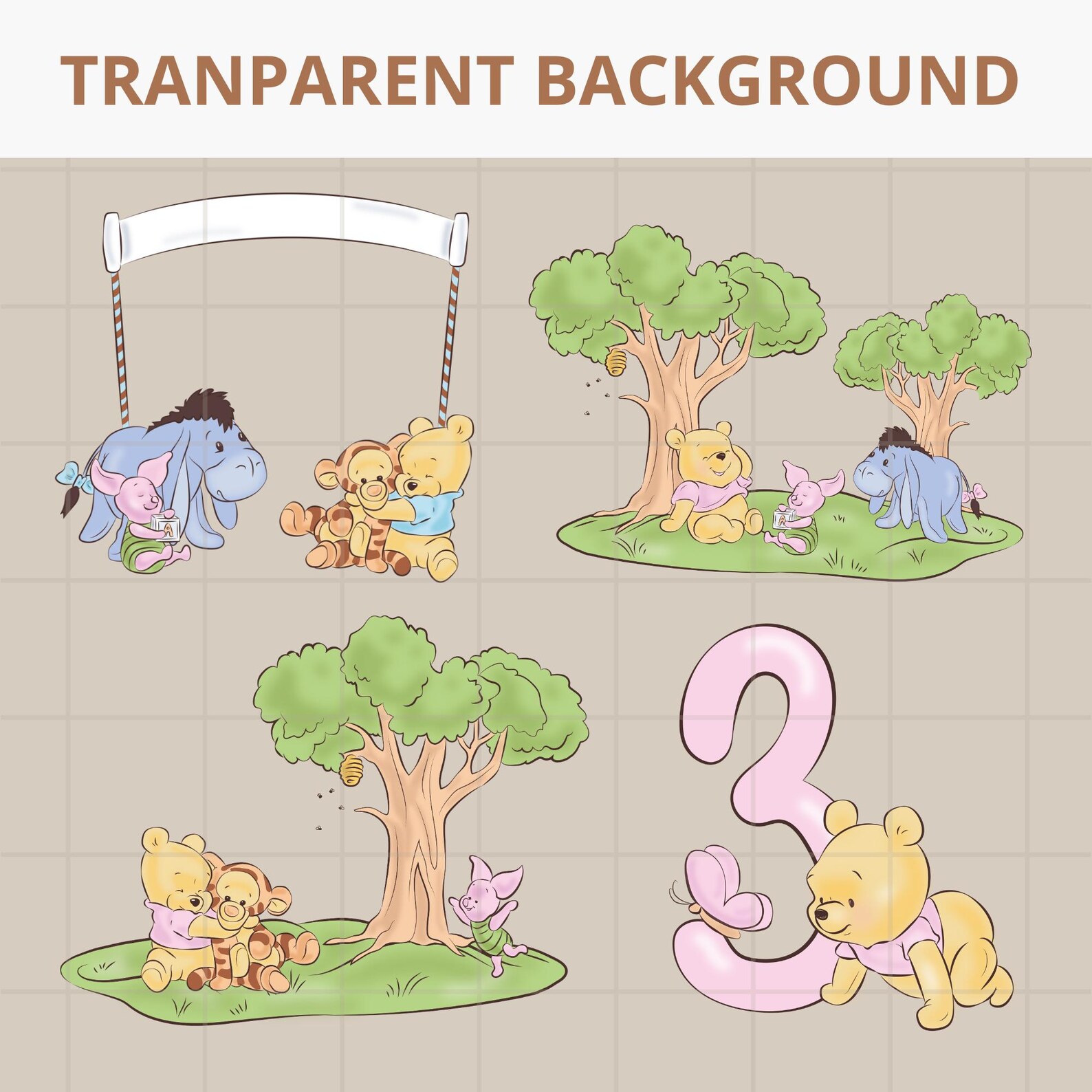 67 imágenes prediseñadas PNG y SVG clásicas de Winnie the Pooh para ...