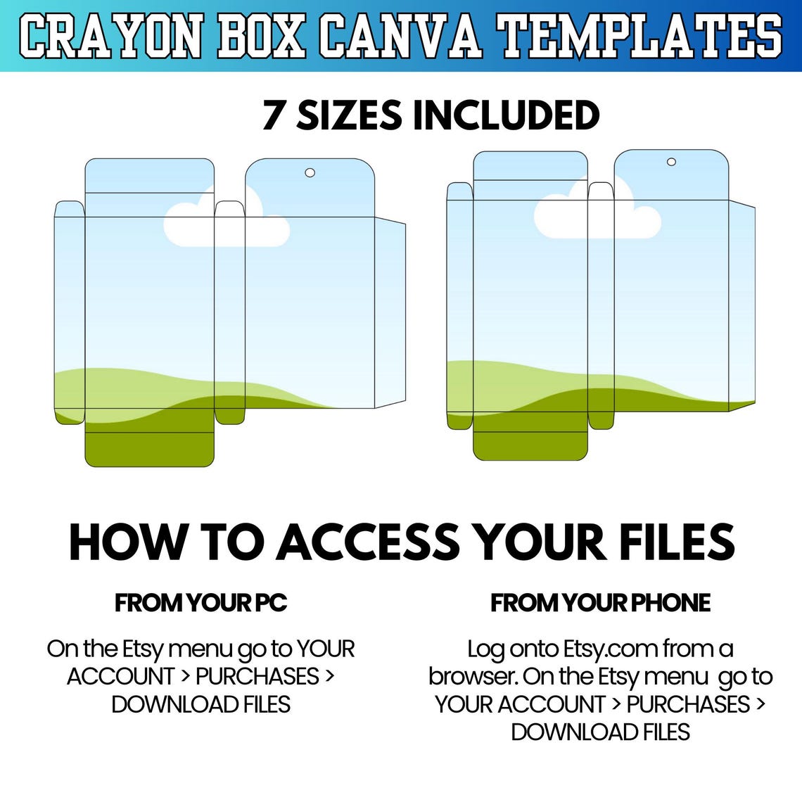 7 Crayon Box Templates: Party Favor Box, Wax Color Pen Canva Editable ...