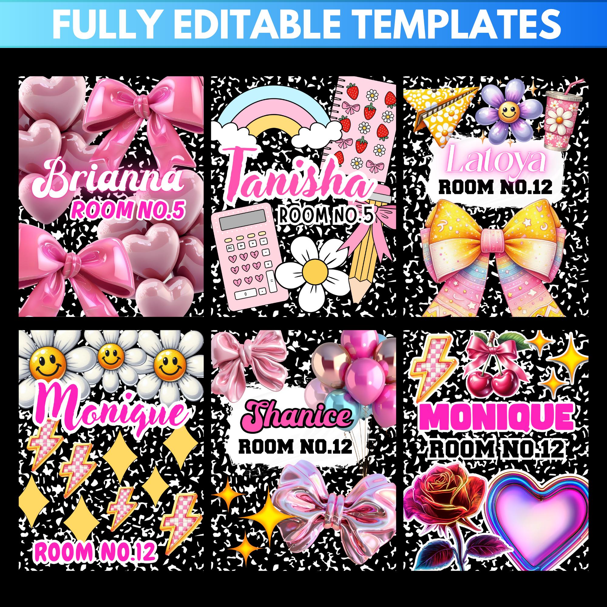 Editable Girl Composition Notebook Cover Templates: Back to School ...