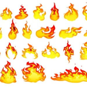 Vector Cartoon Burning Fire Collection in EPS - Etsy