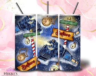 Polar Express 20oz Sublimation Tumbler Design PNG Full Wrap Straight ...