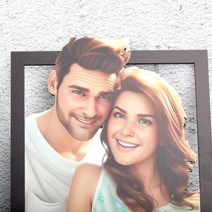 Personalized Family Pixar Style 3D Photo Frame,cartoon Portrait Photo ...