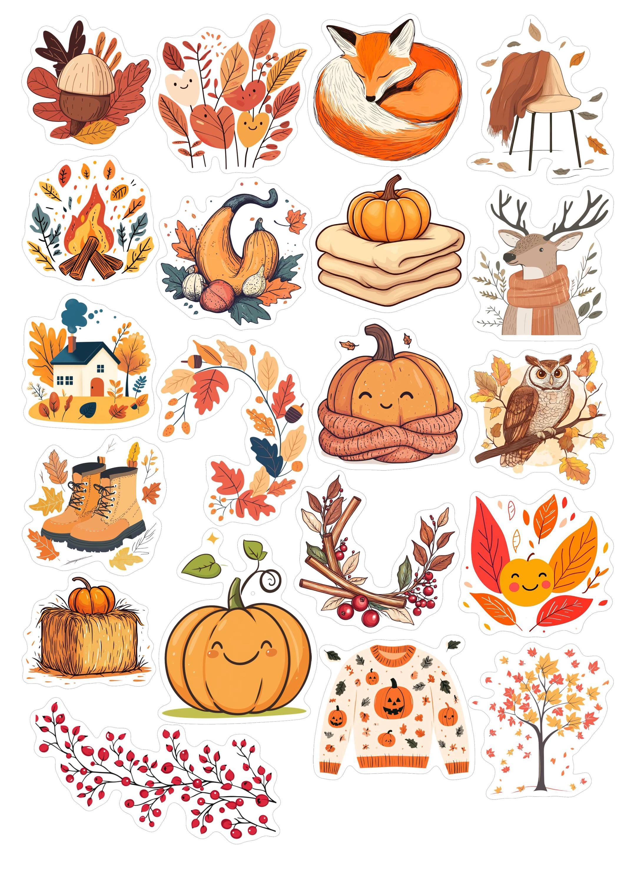 Charming Autumn Stickers Set of 20 Waterproof & Laminated - Etsy