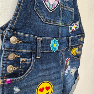 Girls Denim Overalls, Summer Unique Colorful Outfit, Rainbows Hearts ...