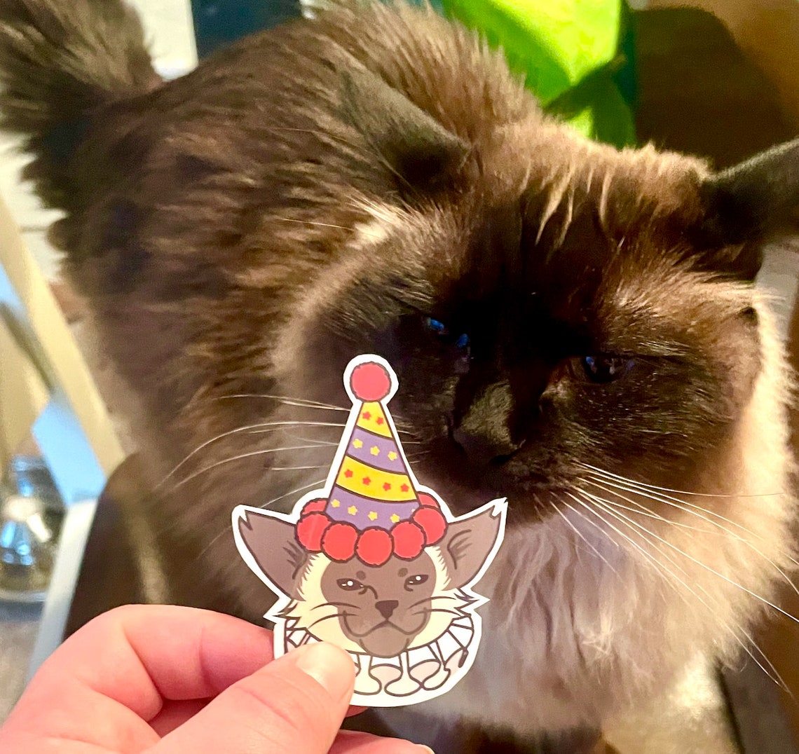 Clown Cat Stickers CUSTOMIZED | for Cat Lovers | 3" Waterproof Glossy ...