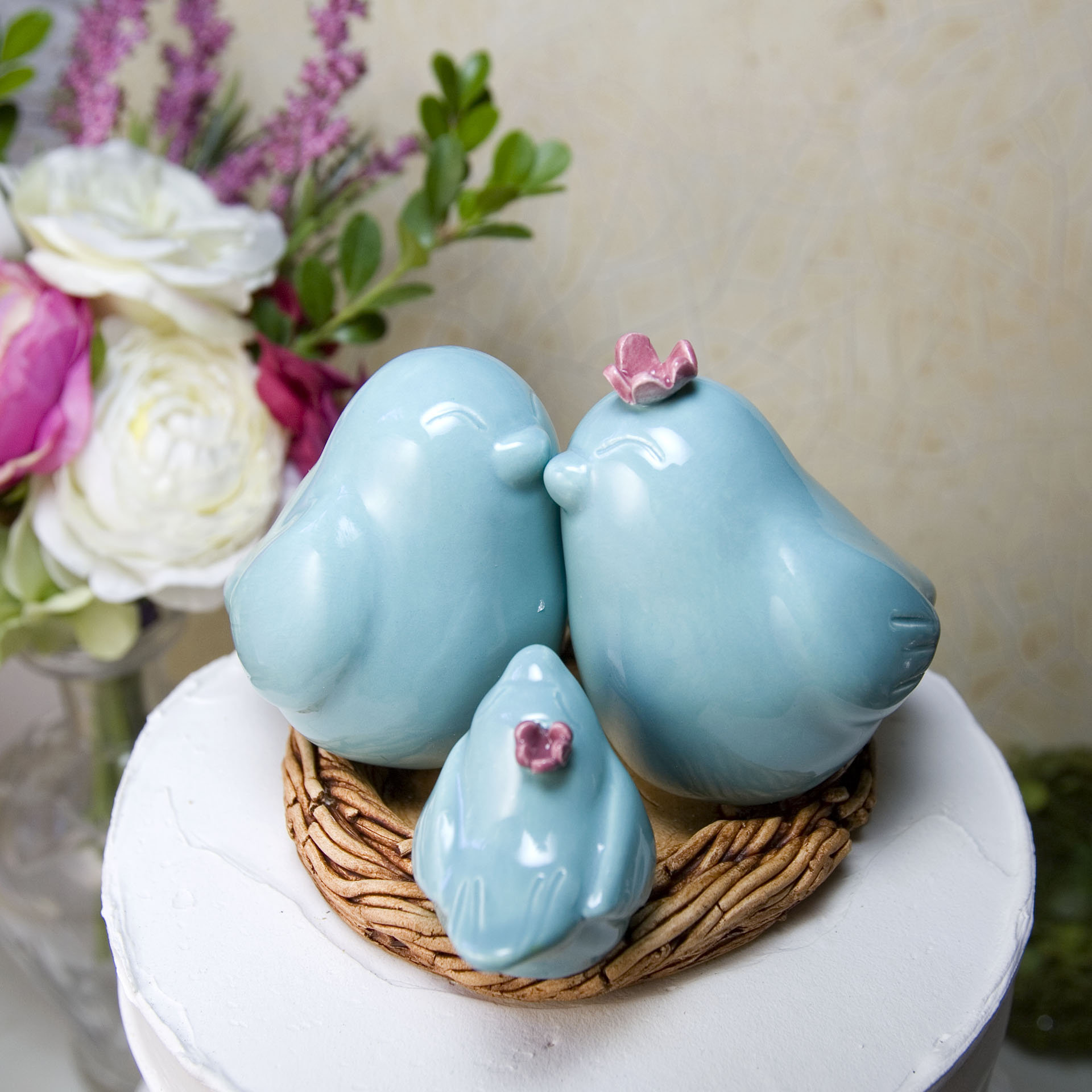 Family Wedding Love Bird Cake Topper Handmade Pottery | Etsy