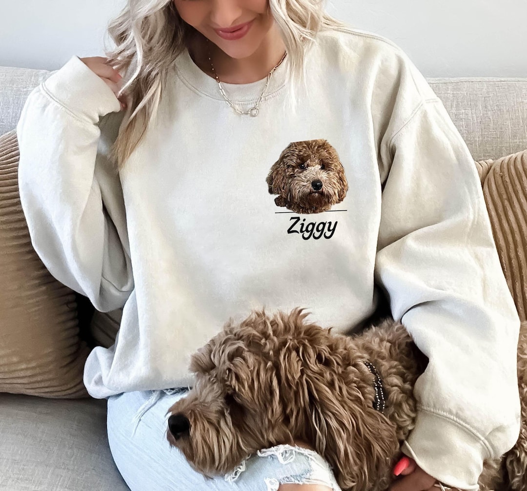 Custom Dog Face Sweatshirt With Pet Photo and Name, Personalized Pet ...