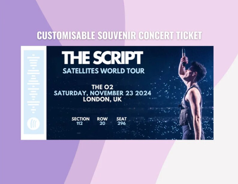 The Script Satellites World Tour Personalised Souvenir Concert Ticket ...