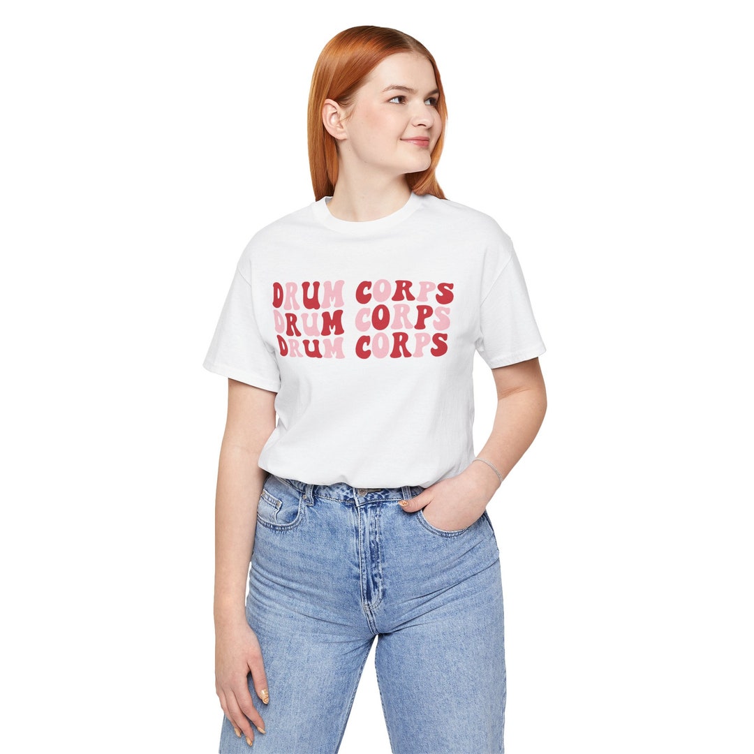 Drum Corps Wavy Font T-shirt, Wavy Font Drum Corps Tee, Colorful Drum ...