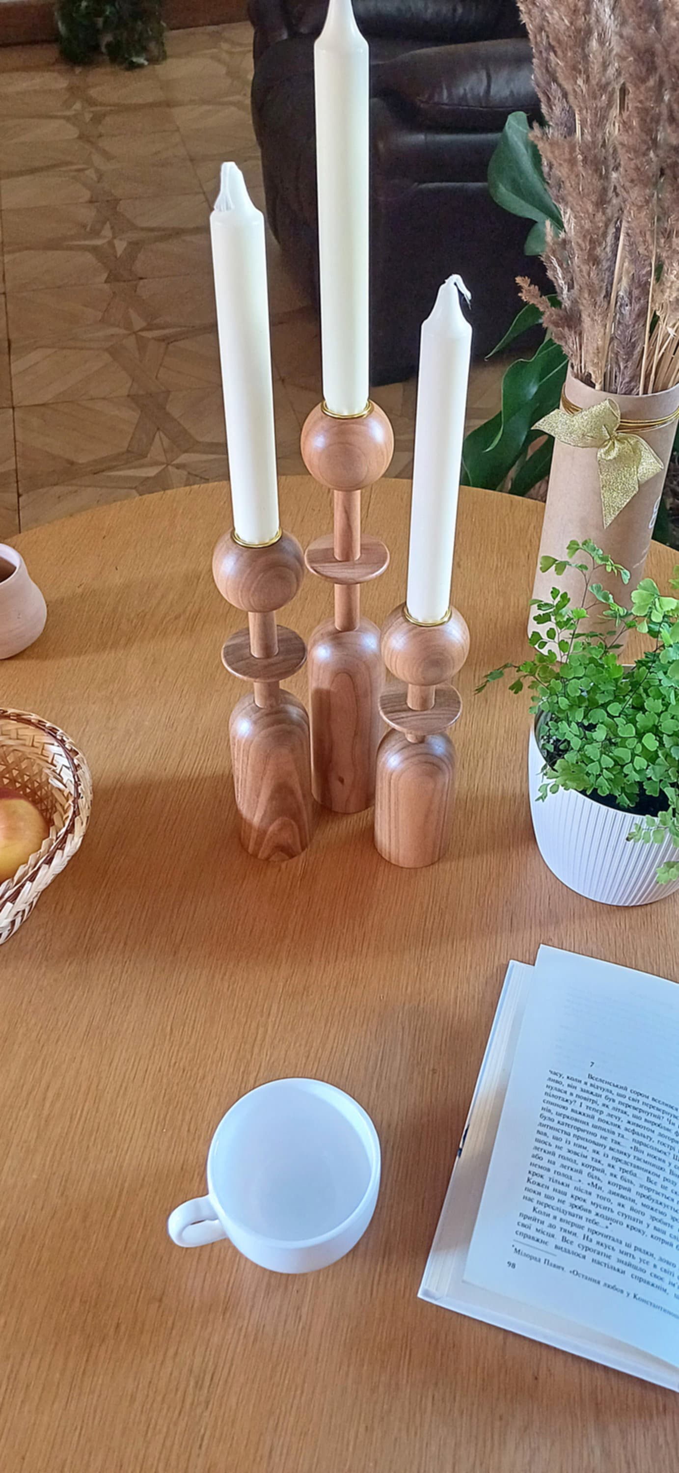 Wooden Candle Holder Set of 3 Candlesticks Scandinavian Style Taper ...
