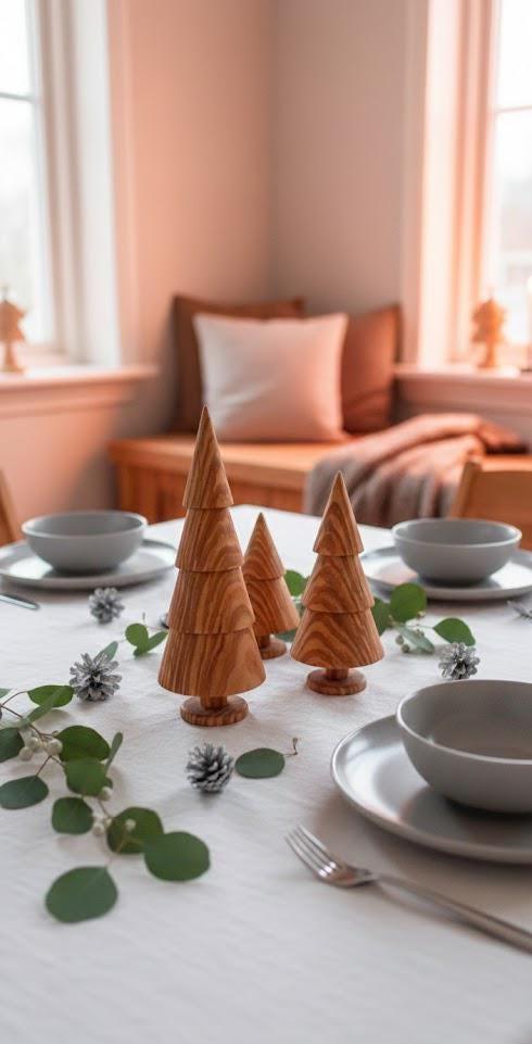 Wooden Christmas Trees Table Holiday Decor for Home Handmade Wooden ...