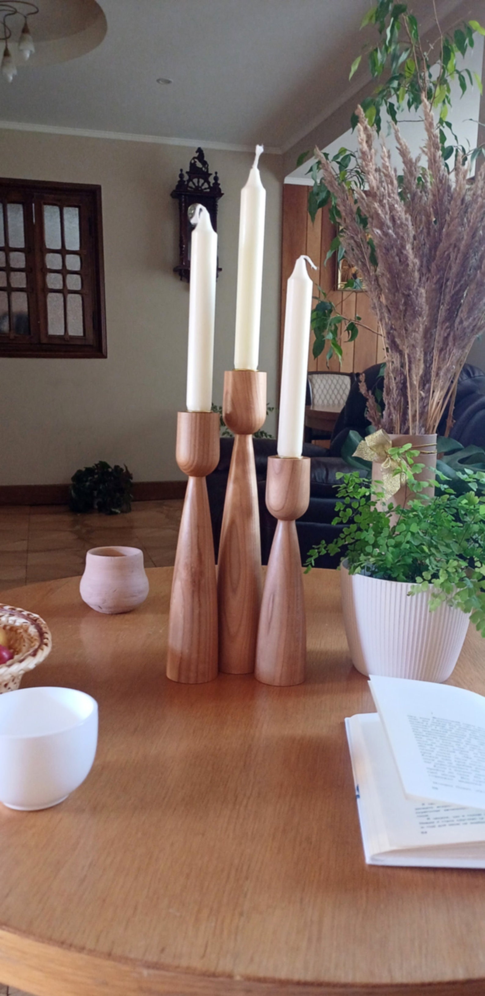 Wooden Candle Holder Set of 3 Candlesticks Wooden Candle Stand Rustic ...
