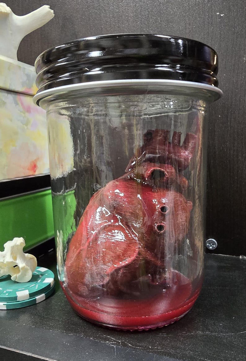 Hand-painted 3D Printed Anatomical Heart in Mason Jar: Gothic Decor - Etsy