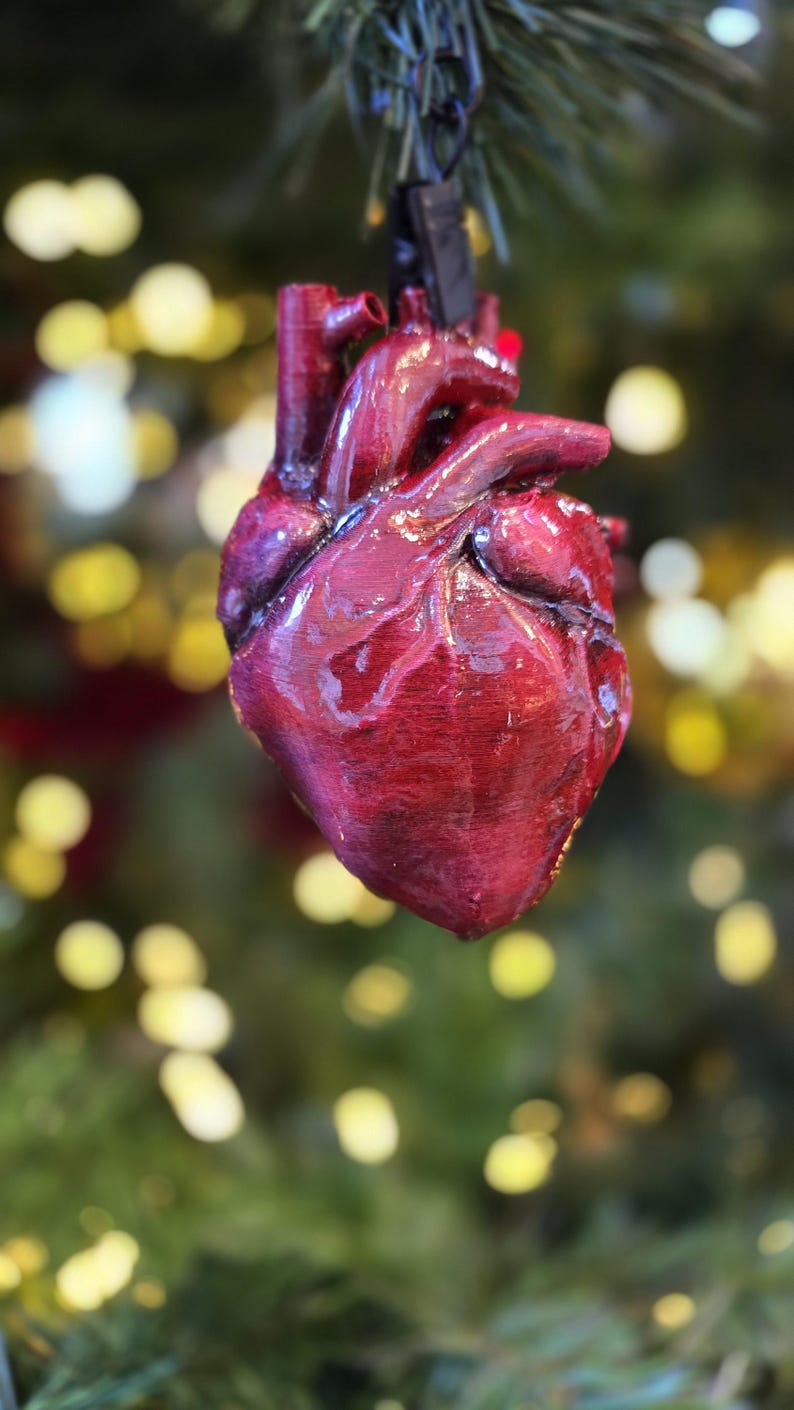 3D Printed Human Heart Ornament: Hand-painted Anatomical Art Decor - Etsy