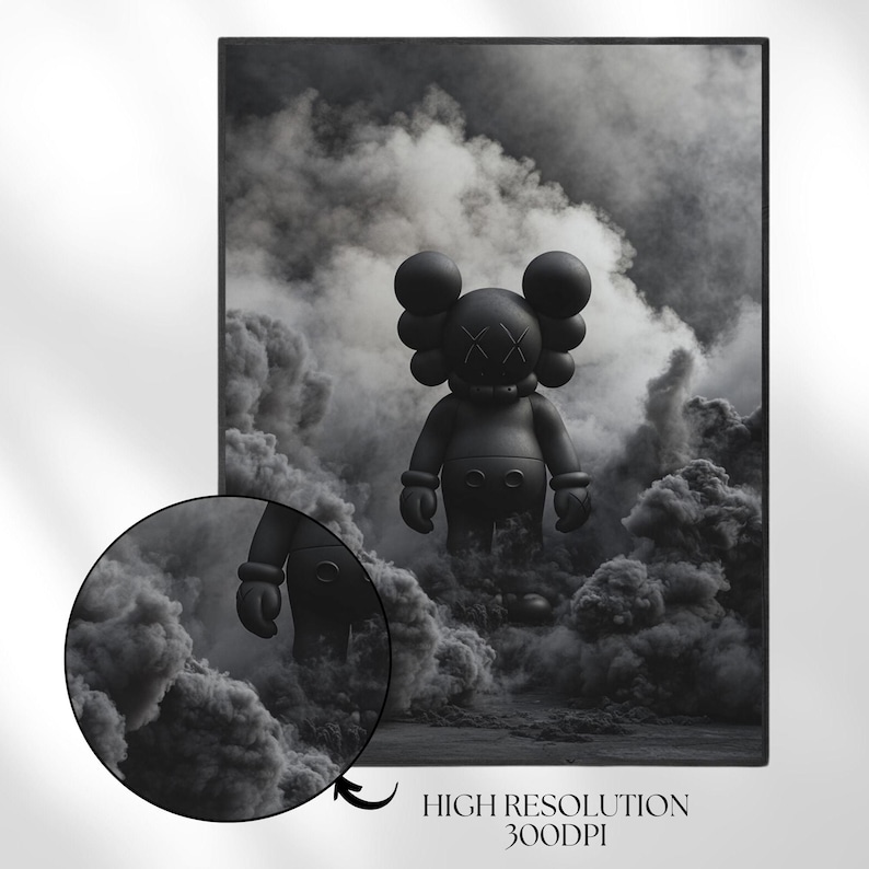 Kaws Black Smoke Poster, Hypebeast Toys Poster, Figure Printable Wall ...
