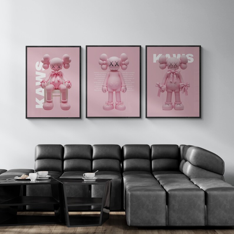 Kaws Pink on Pink Bow Set, Hypebeast Toys Poster, Figure Printable Wall ...