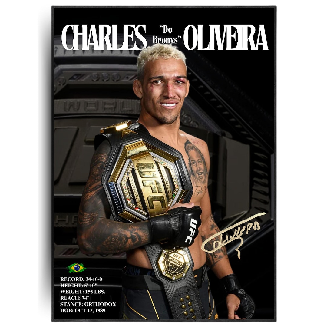 Charles Do Bronxs Oliveira Fighter Poster, Ufc Wall Art, Decor, Athlete ...