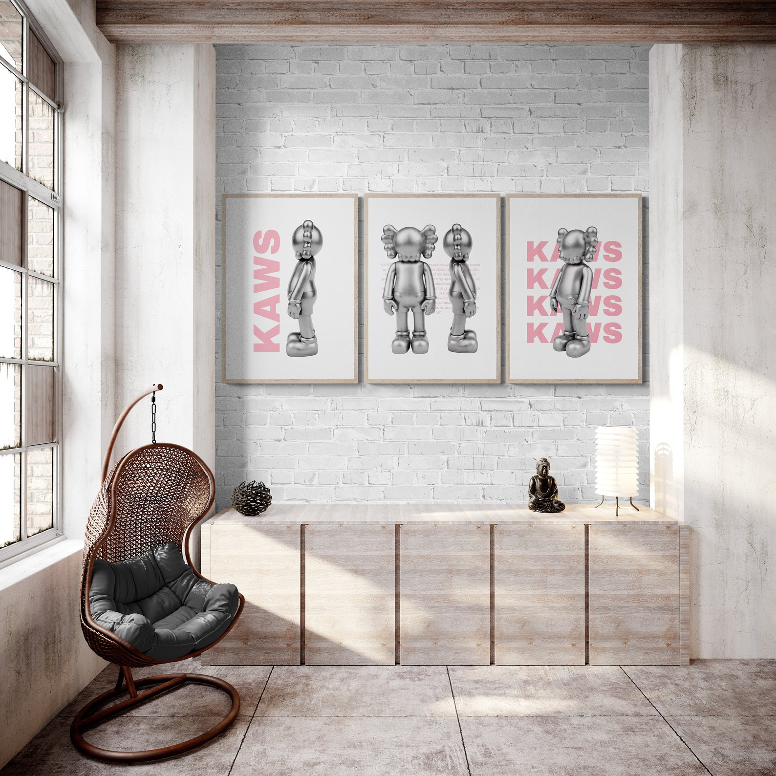 Kaws Chrome/baby Pink Poster, Hypebeast Toys Poster, Figure Printable ...