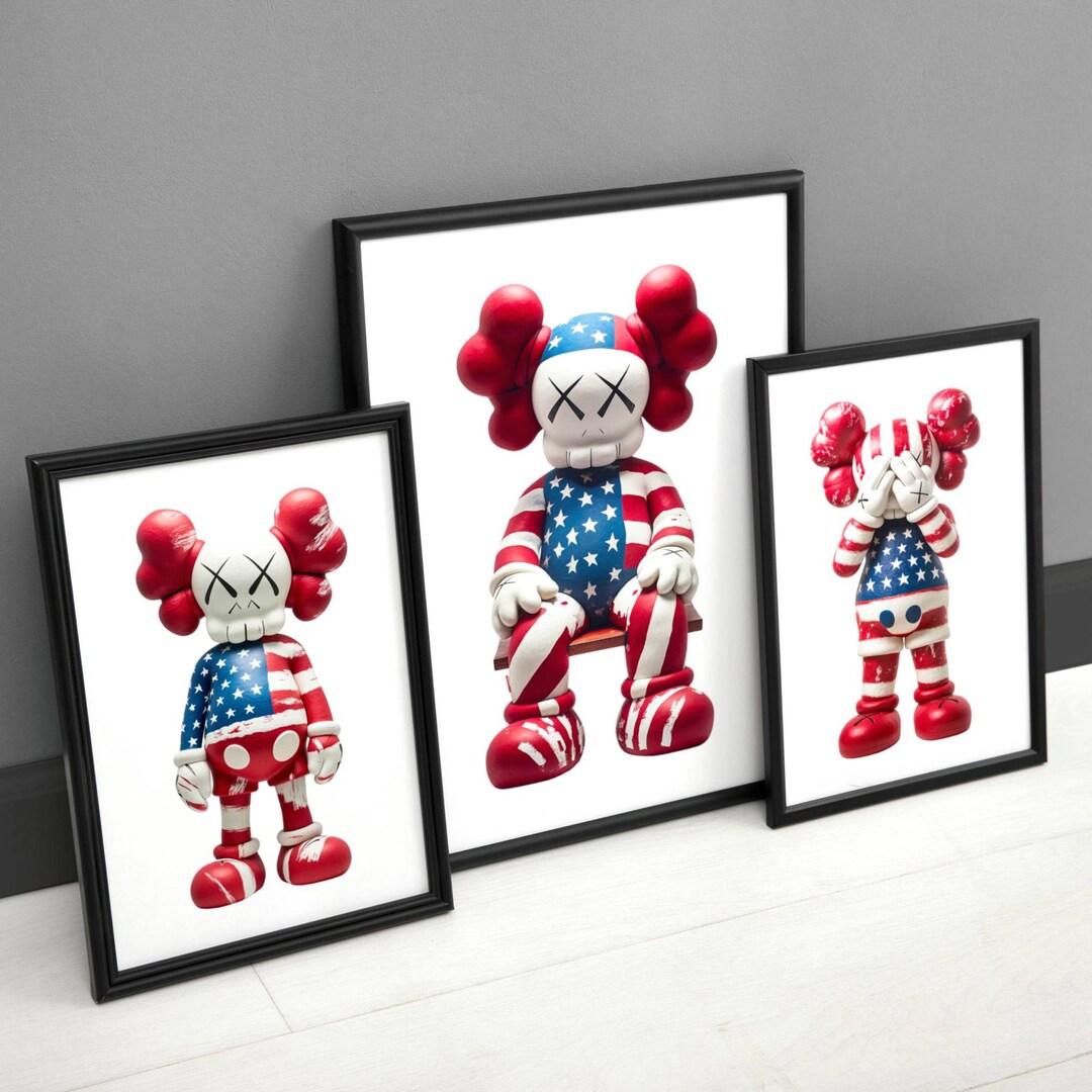 Kaws USA Flag Poster, Hypebeast Toys Poster, Figure Printable Wall Art ...