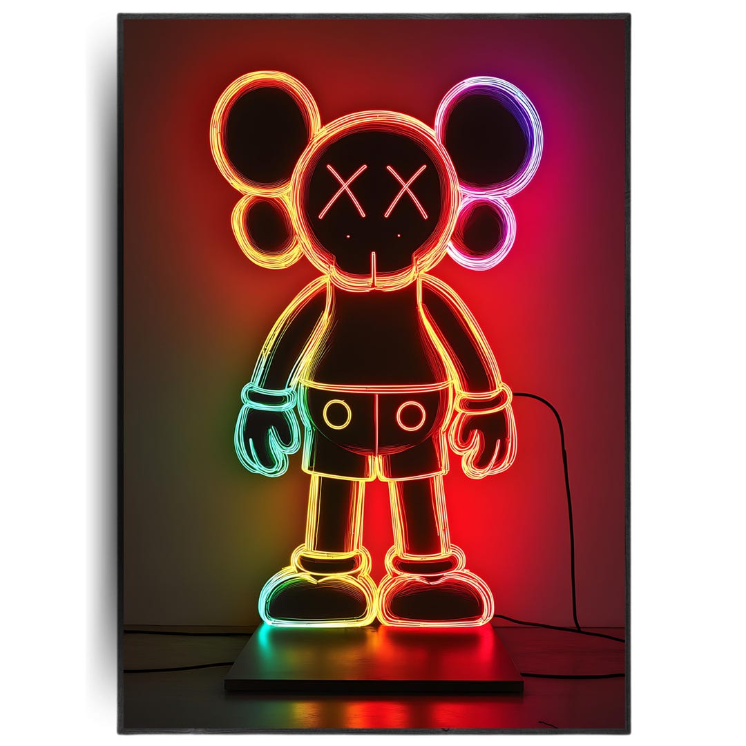Kaws Neon Rainbow Poster, Hypebeast Toys Poster, Figure Printable Wall ...
