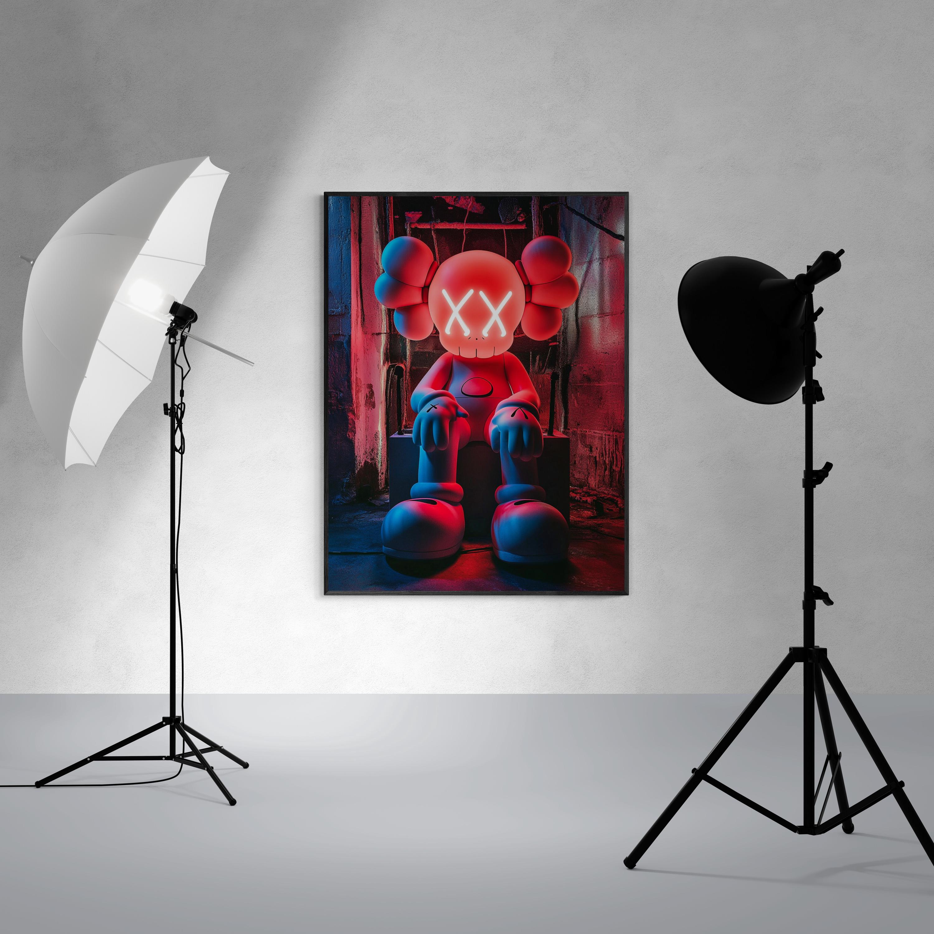 Kaws Neon Light Poster, Hypebeast Toys Poster, Figure Printable Wall ...