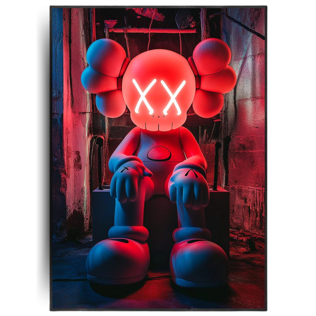 Kaws Neon Light Poster, Hypebeast Toys Poster, Figure Printable Wall ...