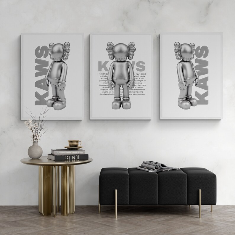 Kaws Chrome/grey Poster, Hypebeast Toys Poster, Figure Printable Wall ...
