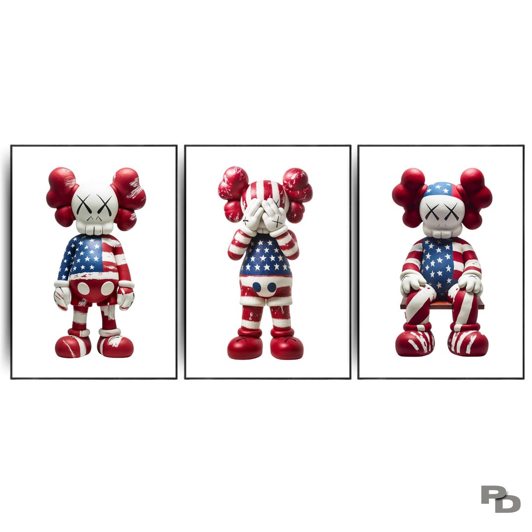 Kaws USA Flag Poster, Hypebeast Toys Poster, Figure Printable Wall Art ...
