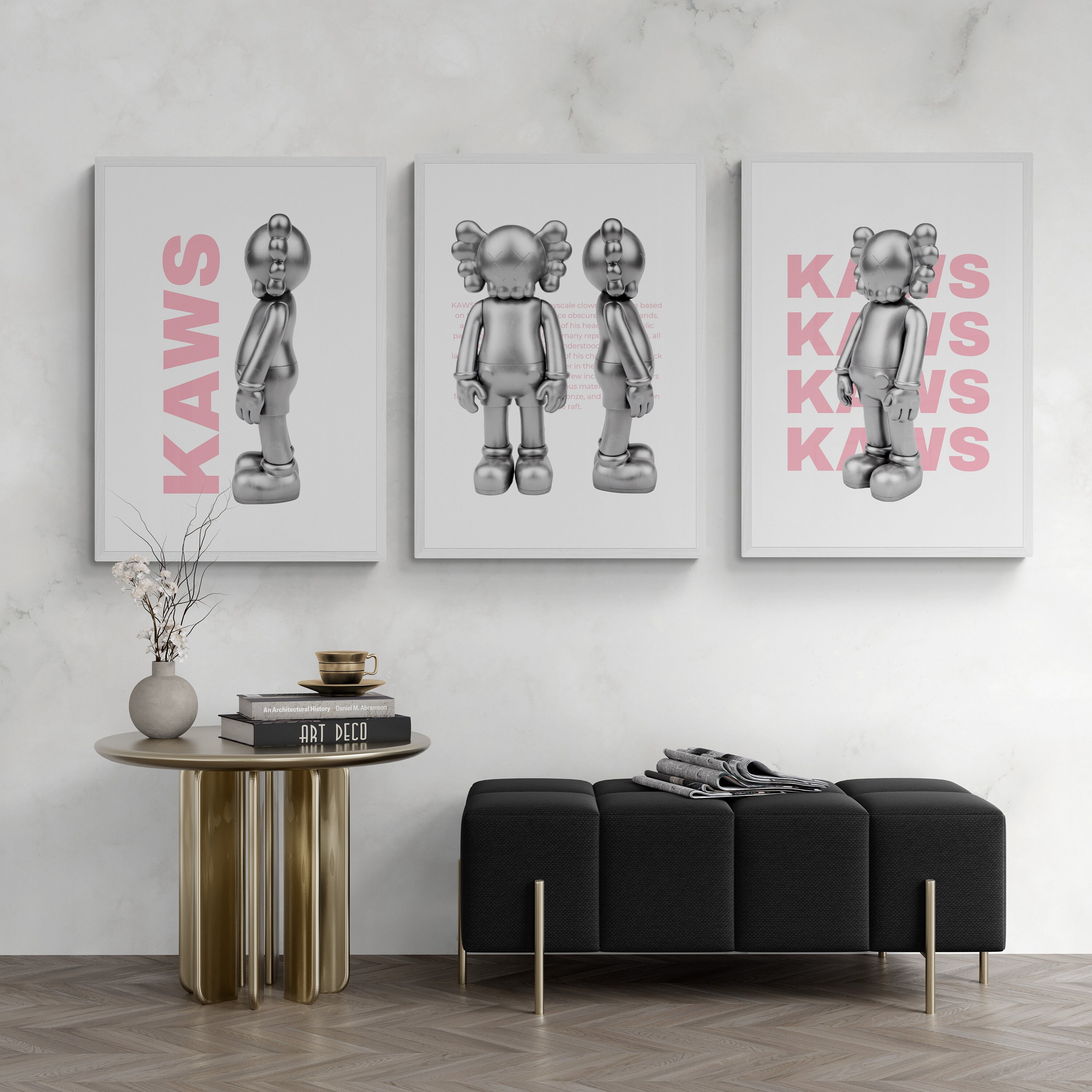 Kaws Chrome/baby Pink Poster, Hypebeast Toys Poster, Figure Printable ...