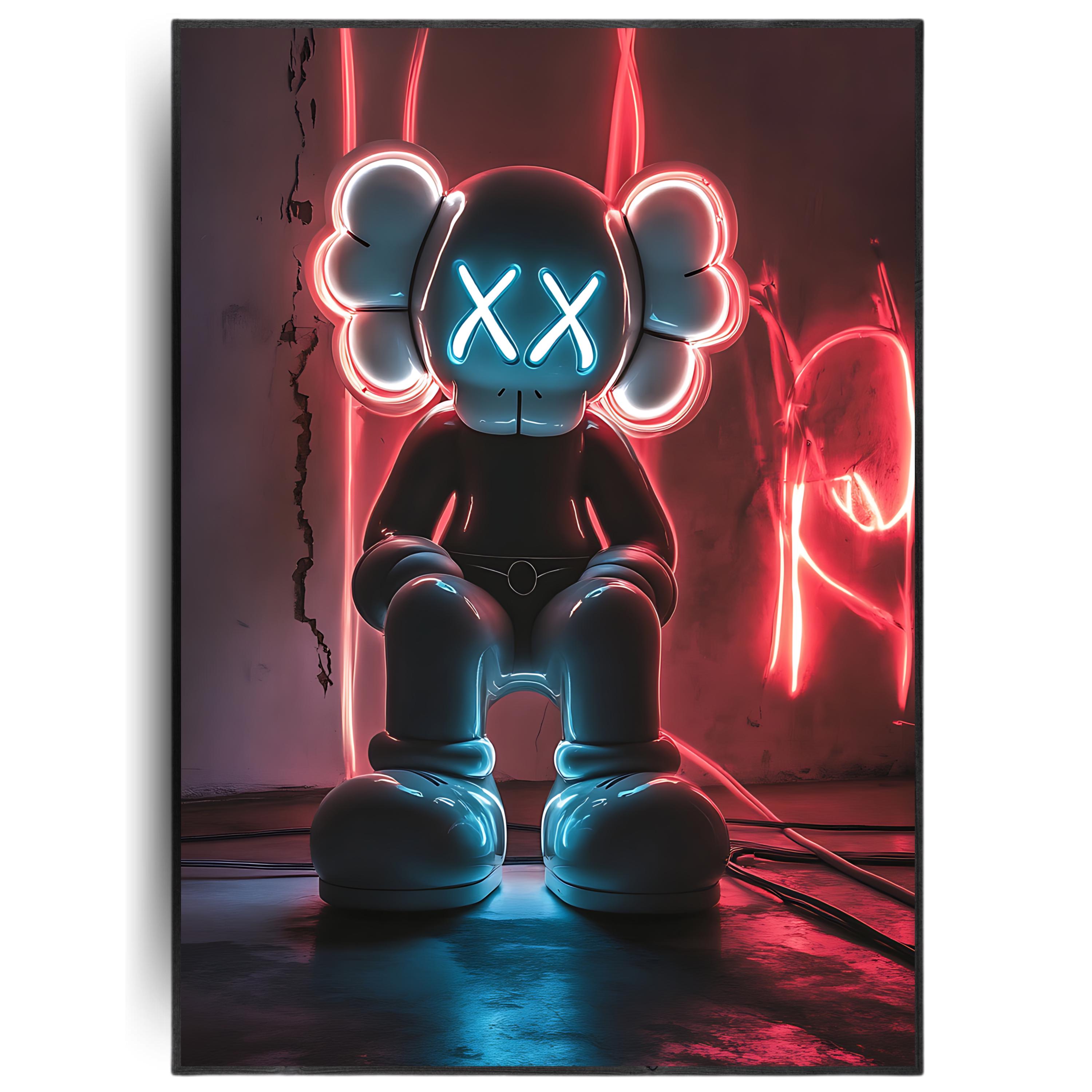 Kaws Neon Light Poster, Hypebeast Toys Poster, Figure Printable Wall ...