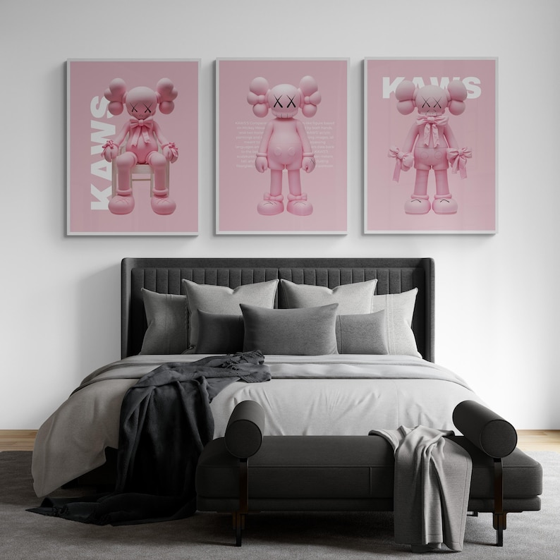 Kaws Pink on Pink Bow Set, Hypebeast Toys Poster, Figure Printable Wall ...
