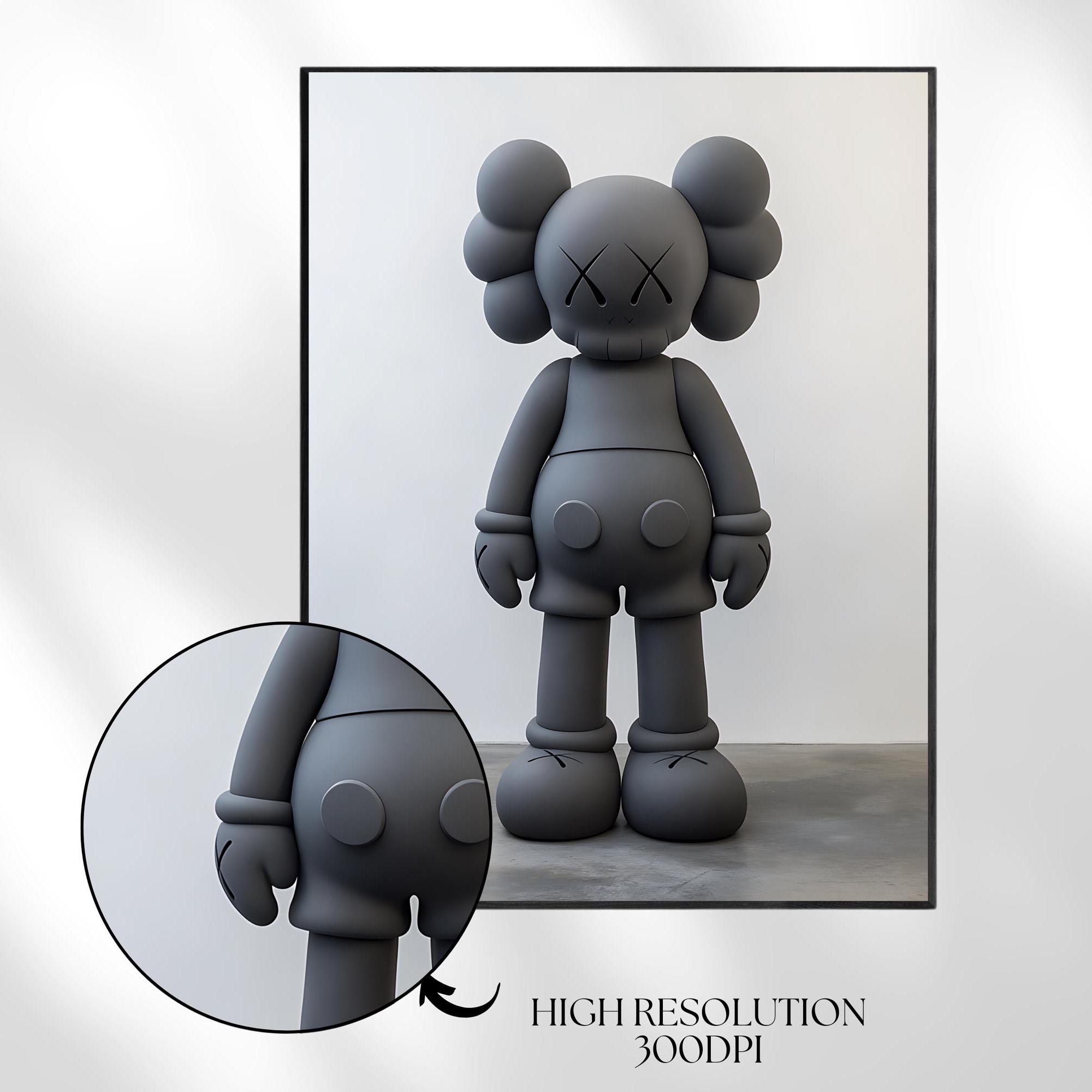 Kaws Dark Grey Minimalist Poster, Hypebeast Toys Poster, Figure ...