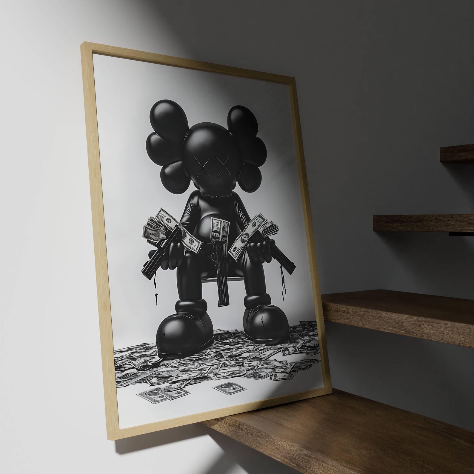 Kaws Gun/money Poster, Hypebeast Toys Poster, Figure Printable Wall Art ...