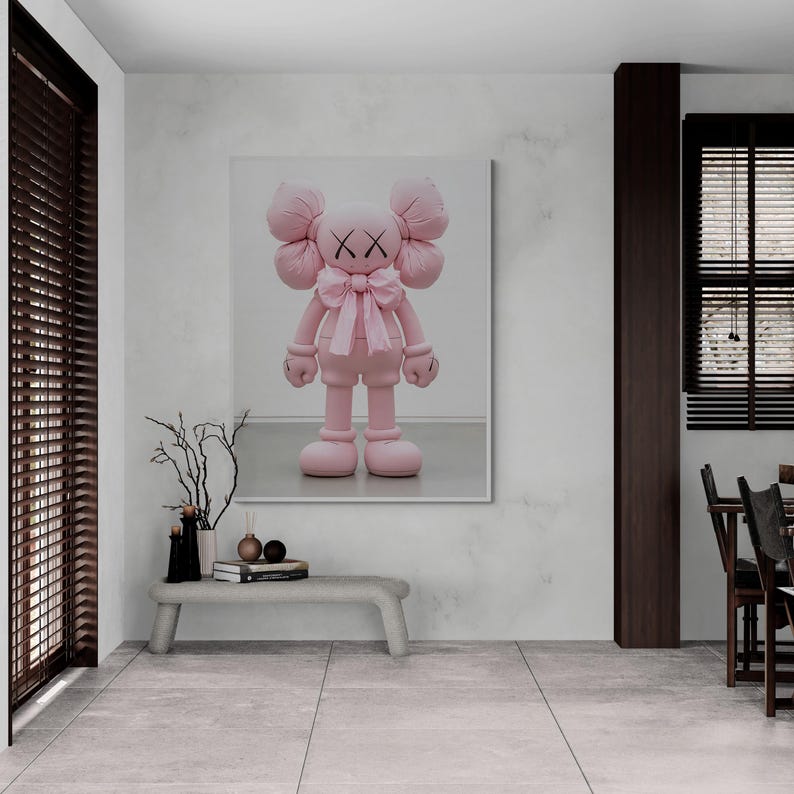 Kaws Pink Ribbon Ears Poster, Hypebeast Toys Poster, Figure Printable ...