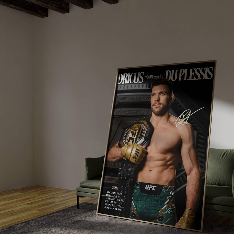 Dricus Stillknocks Du Plessis Fighter Poster, Ufc Wall Art, Decor ...