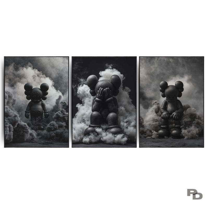 Kaws Black Smoke Poster, Hypebeast Toys Poster, Figure Printable Wall ...
