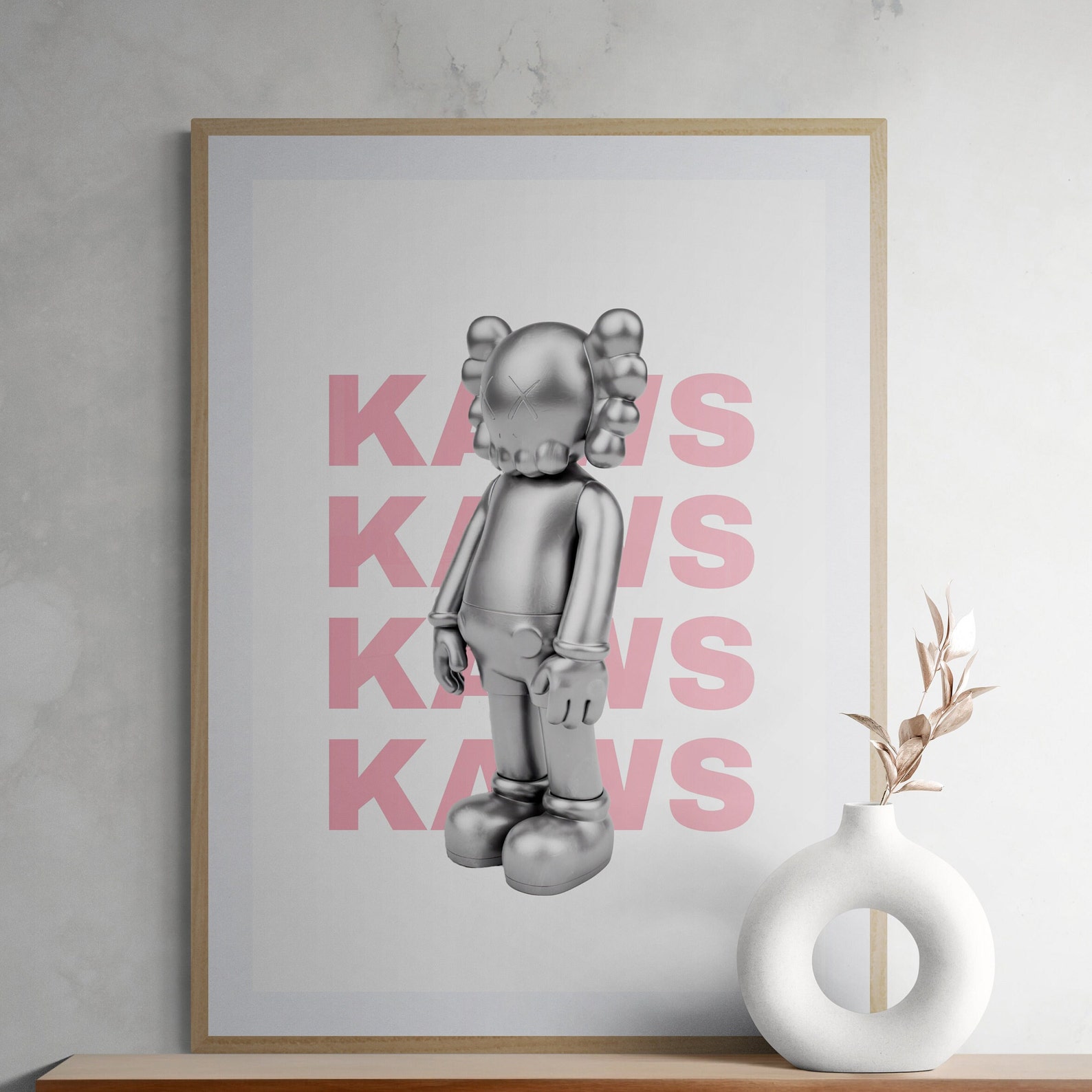 Kaws Chrome/baby Pink Poster, Hypebeast Toys Poster, Figure Printable ...