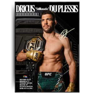 Dricus Stillknocks Du Plessis Fighter Poster, Ufc Wall Art, Decor ...