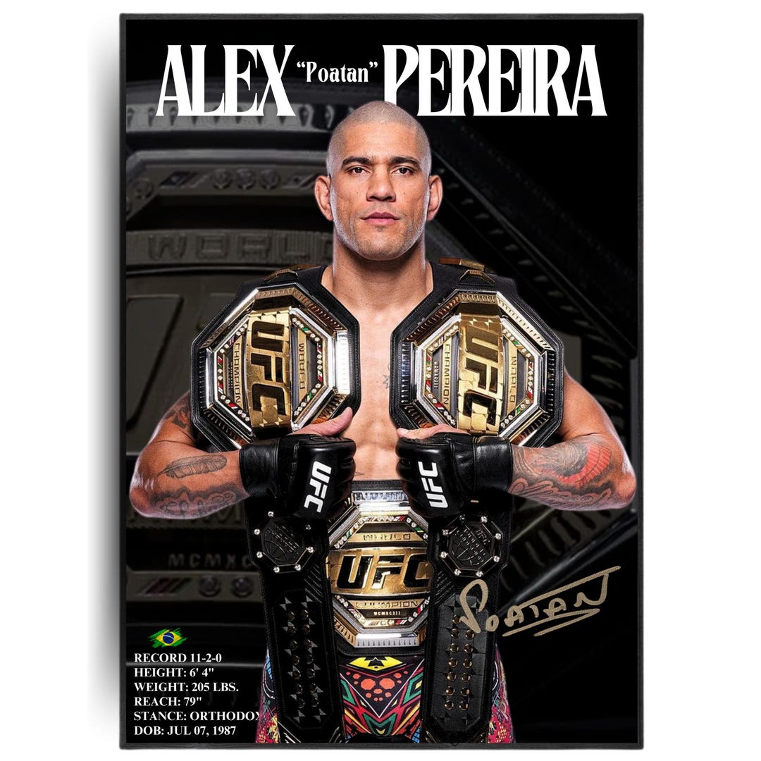 Alex Poatan Pereira Fighter Poster, Ufc Wall Art, Decor, Athlete Canvas ...