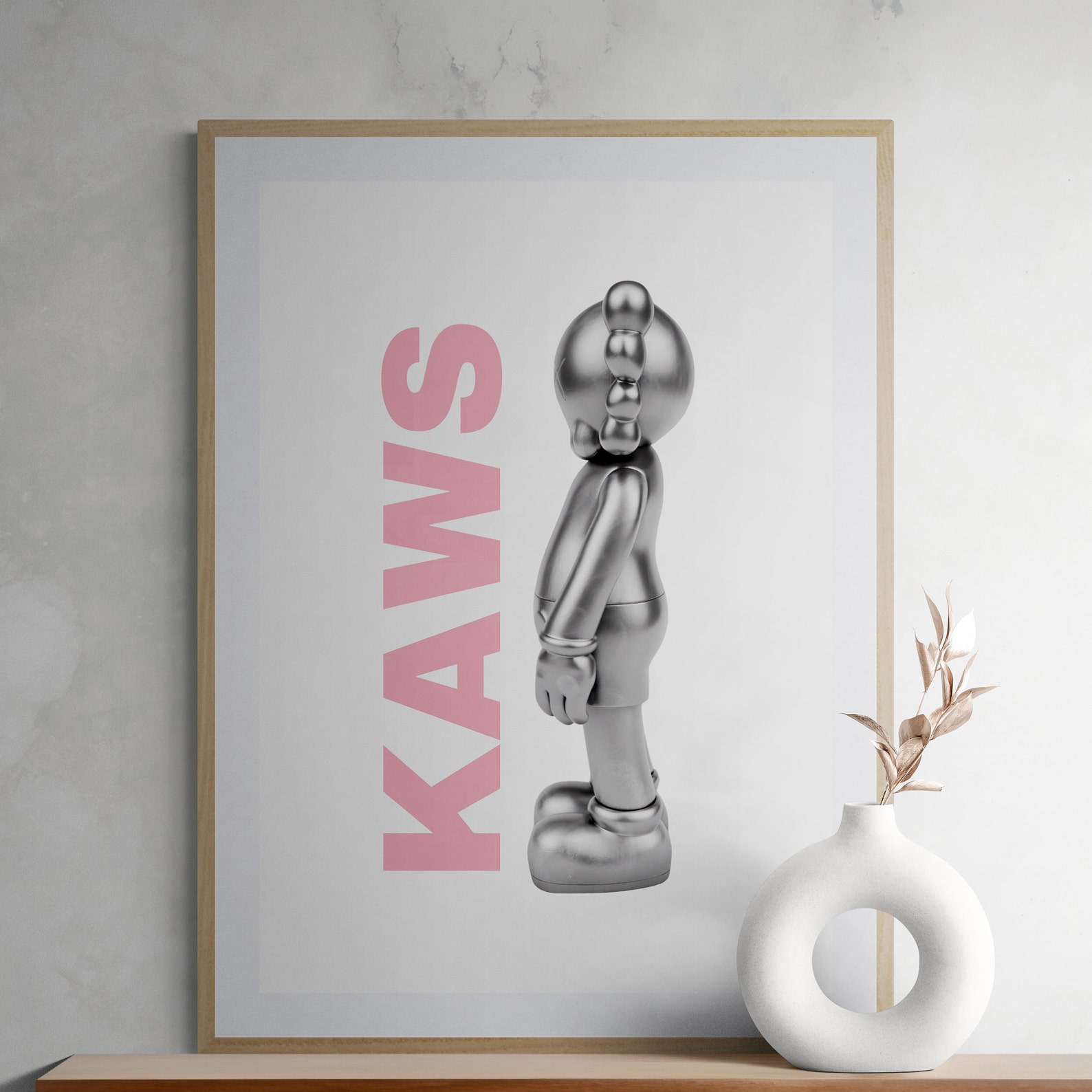 Kaws Chrome/baby Pink Poster, Hypebeast Toys Poster, Figure Printable ...