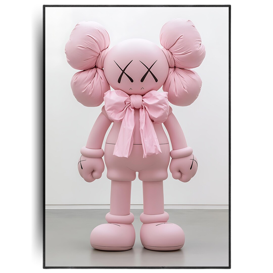 Kaws Pink Ribbon Ears Poster, Hypebeast Toys Poster, Figure Printable ...