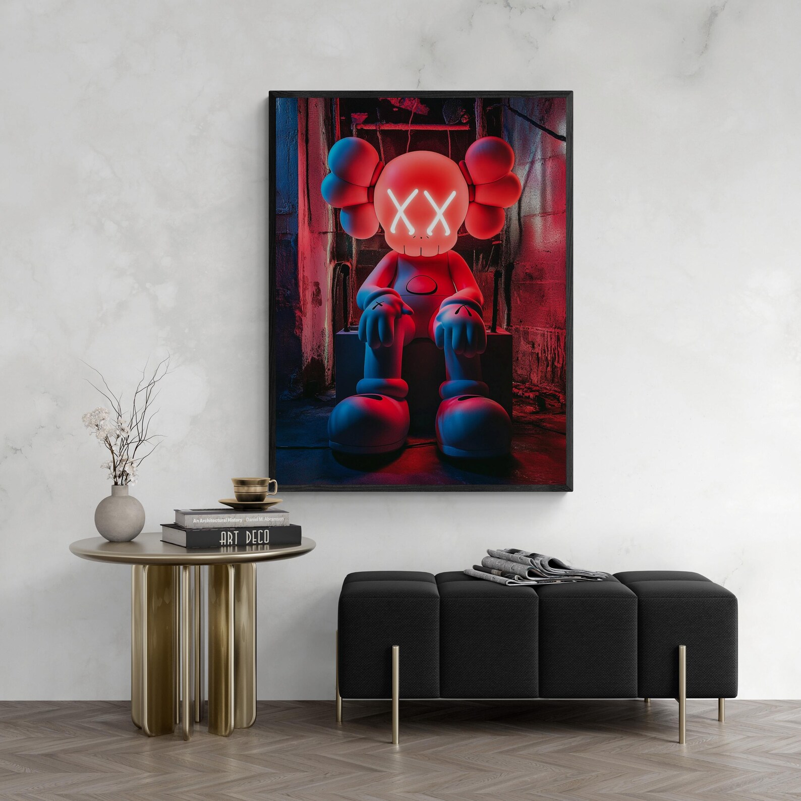 Kaws Neon Light Poster, Hypebeast Toys Poster, Figure Printable Wall ...