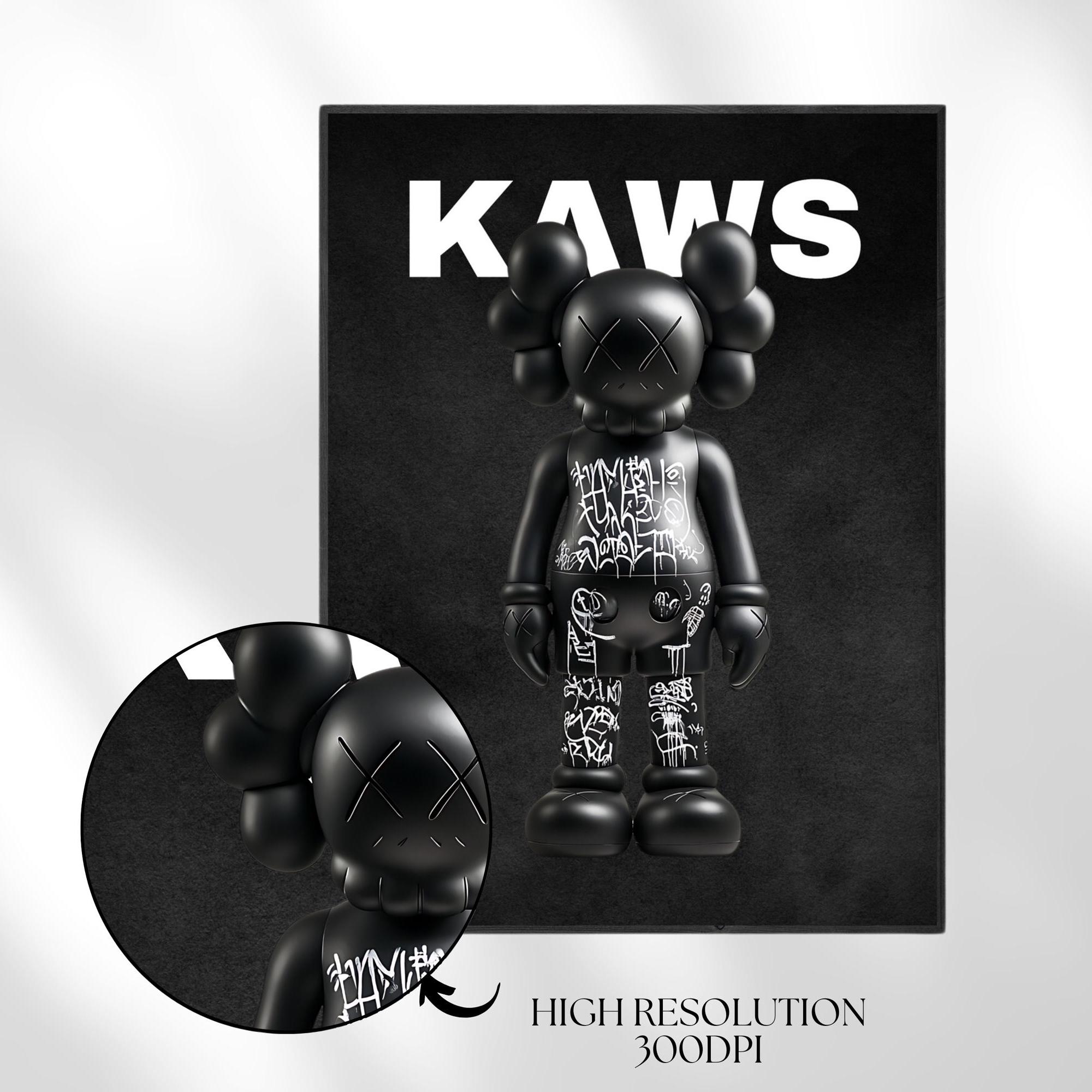 Kaws Graffiti Black and White Poster, Hypebeast Toys Poster, Figure ...