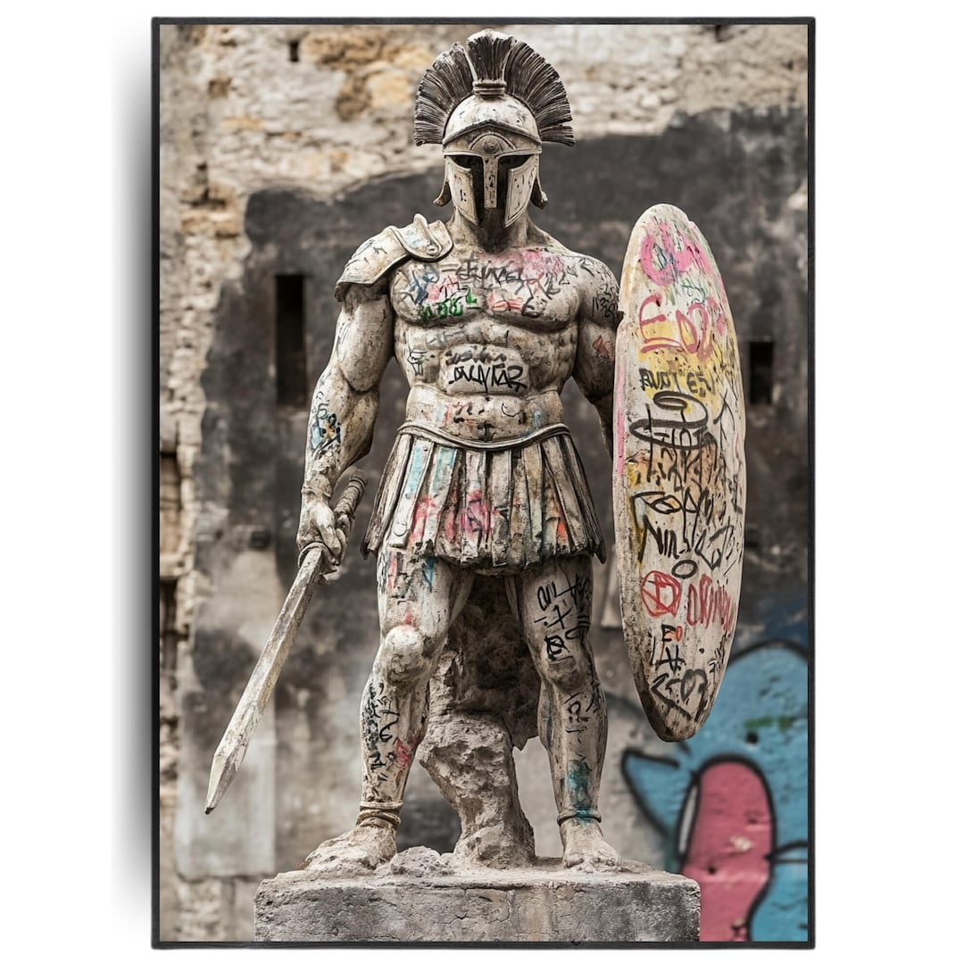 Ancient Greek Gladiator Graffiti Poster, Greek Mythology,roman Empire ...