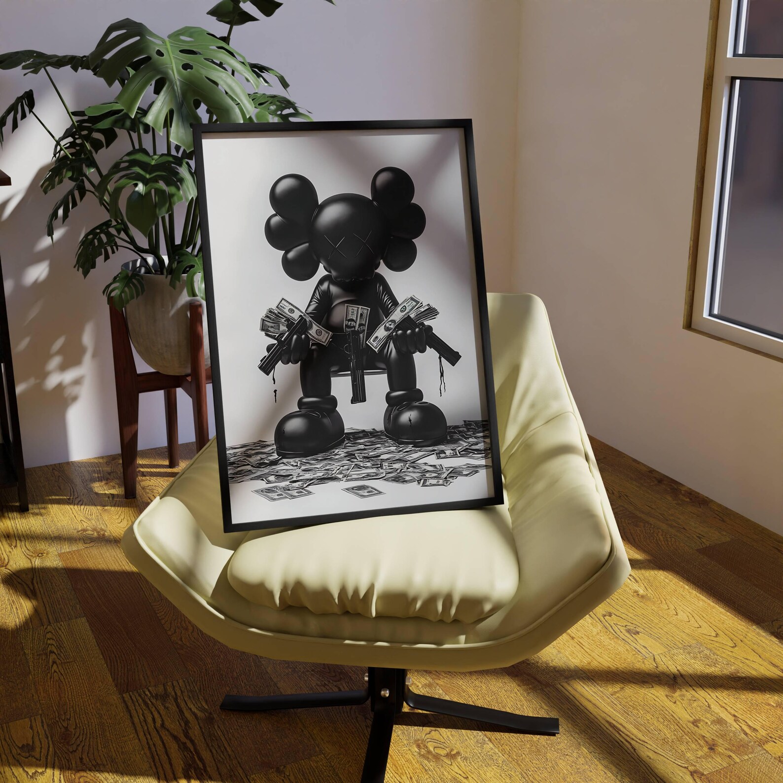 Kaws Gun/money Poster, Hypebeast Toys Poster, Figure Printable Wall Art ...