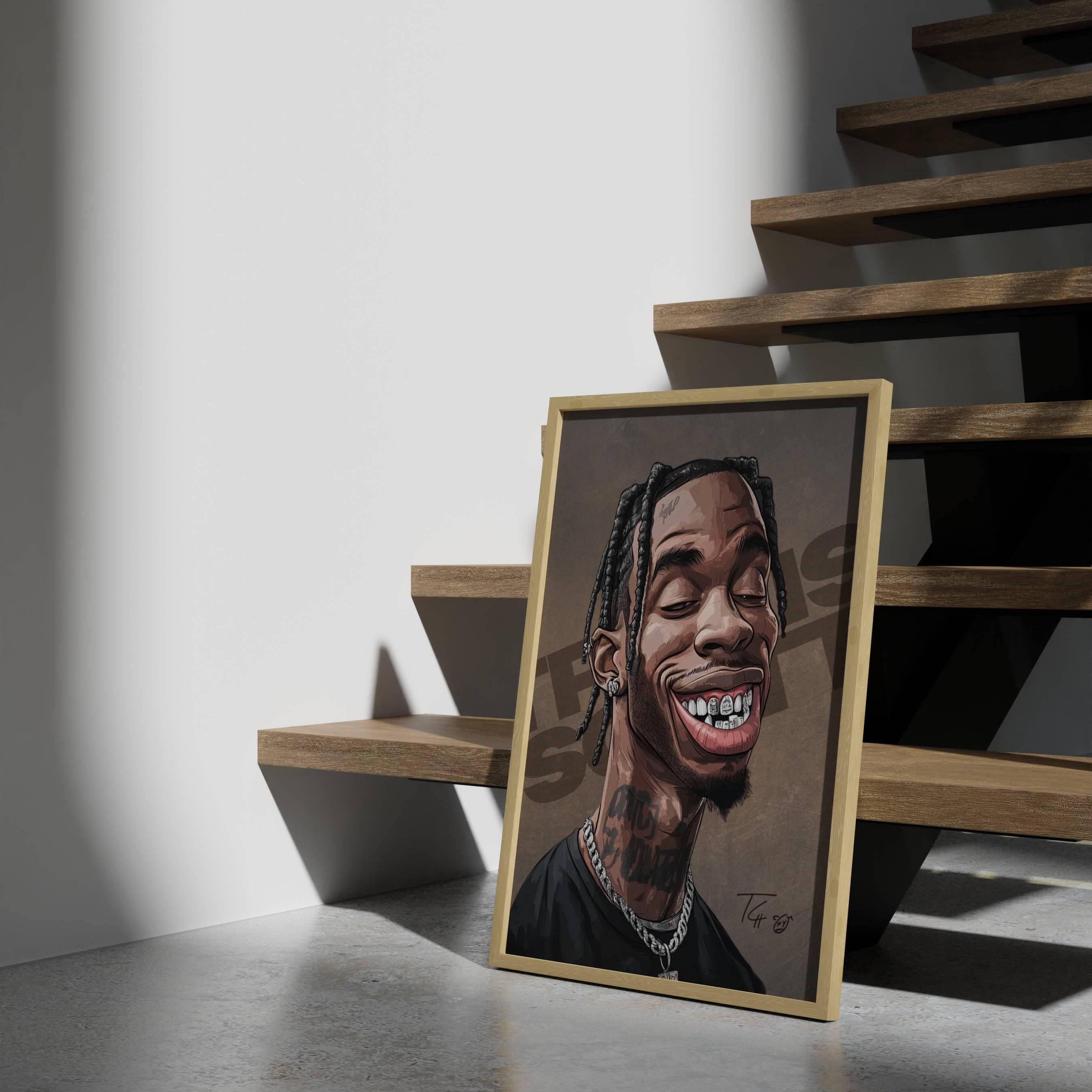Travis Scott Cartoon Poster, Digital Download, Album Cover Wall Art ...